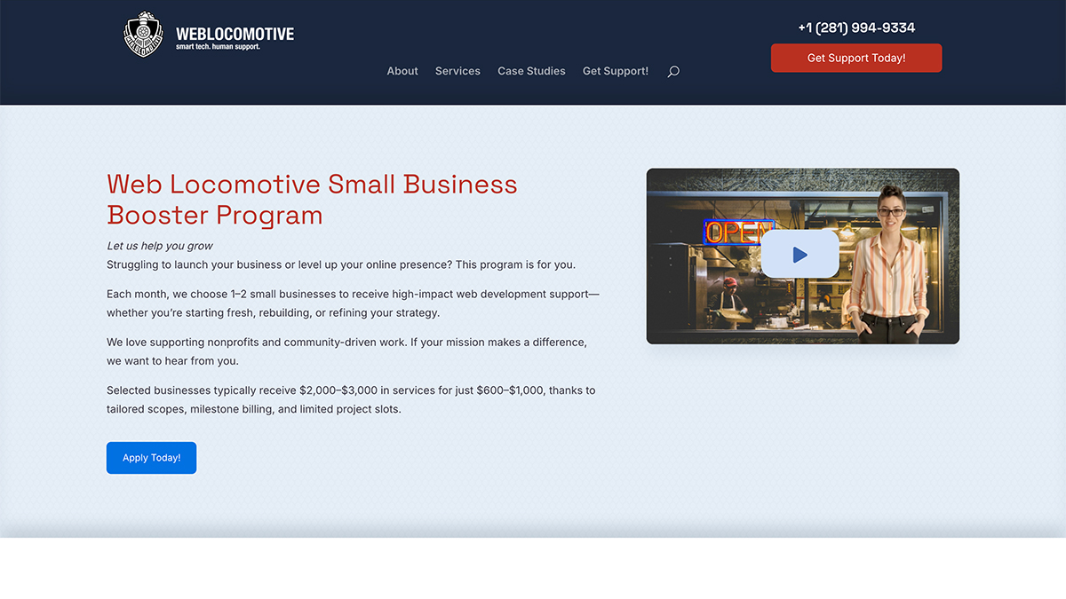 Small Business Booster Program - WebLocomotive